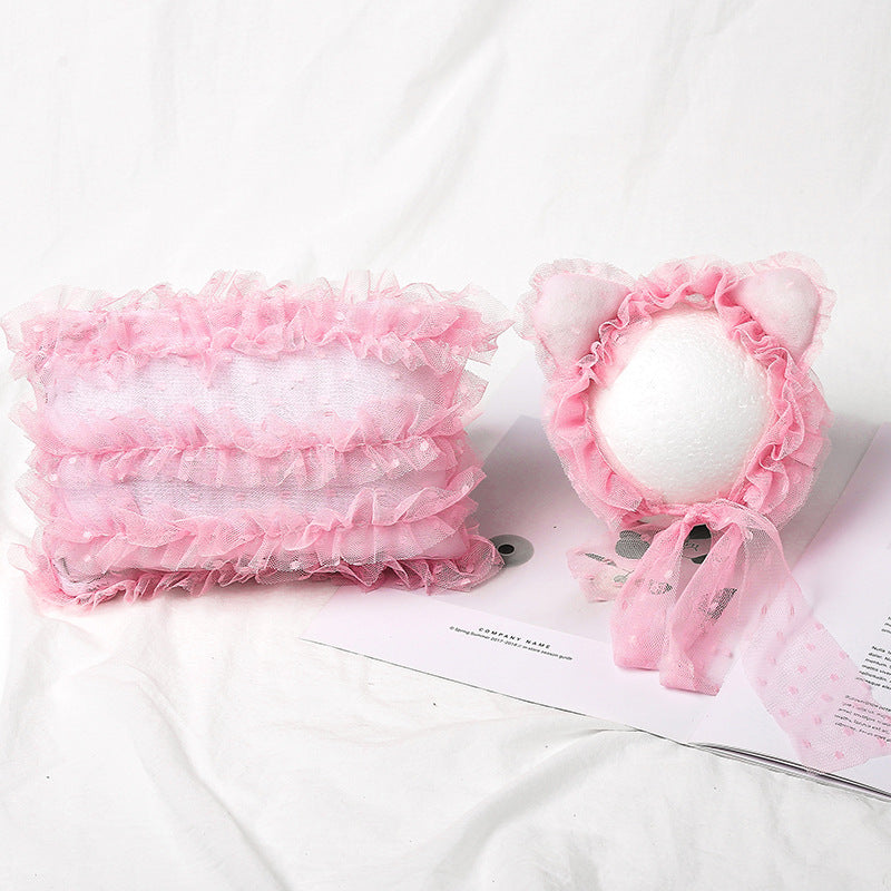 Babymoon Set of 2 | Baby Net Frill Pillow with Bonnet | Baby Photoshoo ...