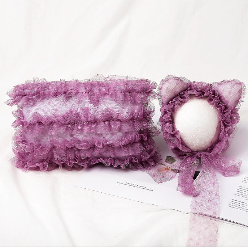Babymoon Set of 2 | Baby Net Frill Pillow with Bonnet | Baby Photoshoo ...
