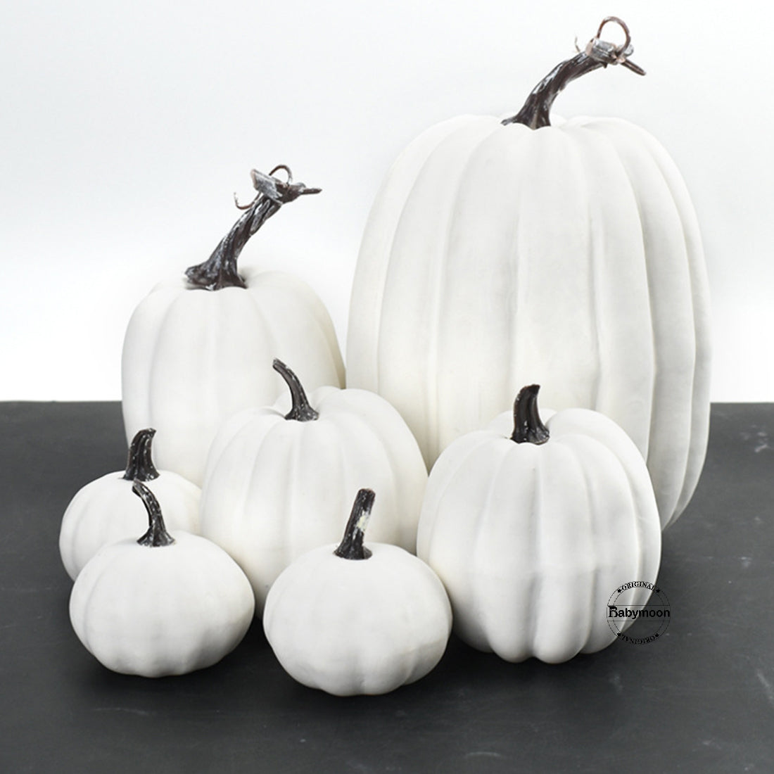 Babymoon Set of 7 Artificial Harvest Pumpkins | Halloween | Decorative ...